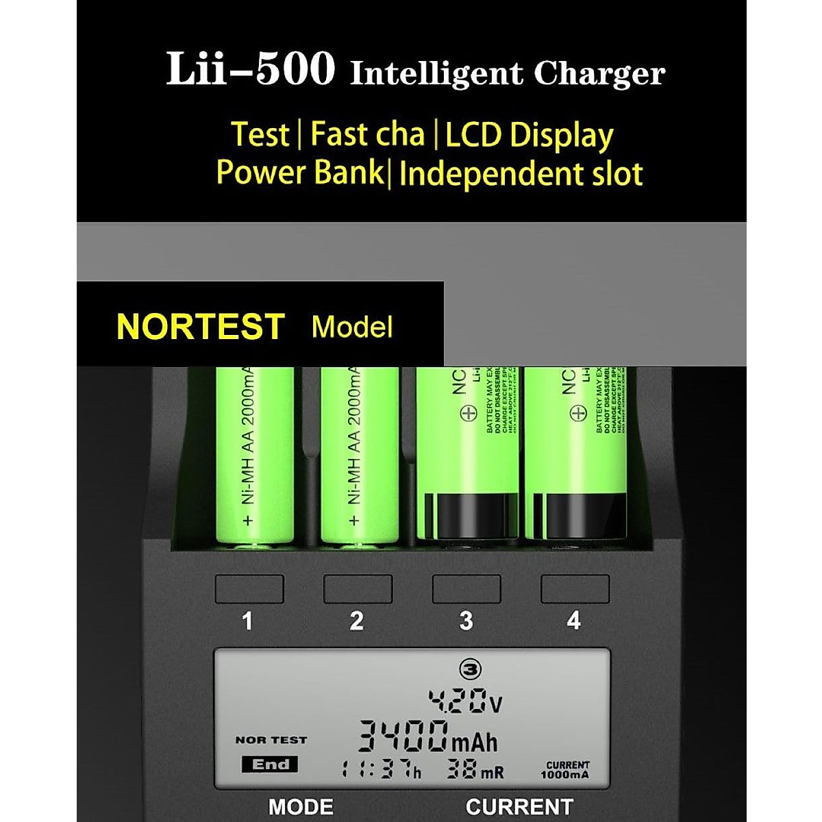 LiitoKala Lii-500 18650 Battery Charger Smart Universal Charger LCD Display for 26650 AA AAA Battery Touch Button LCD Display Test The Battery Capacit