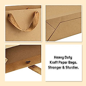 Paper Bags 10.6x3.1x8.3" 25Pcs BagDream Gift Bags Heavy Duty Kraft Brown Gift Paper Bags with Handles Soft Cloth, Party Favor Bags, Shopping Bags, Retail Bags, Merchandise Bags, Wedding Party Gift Bags