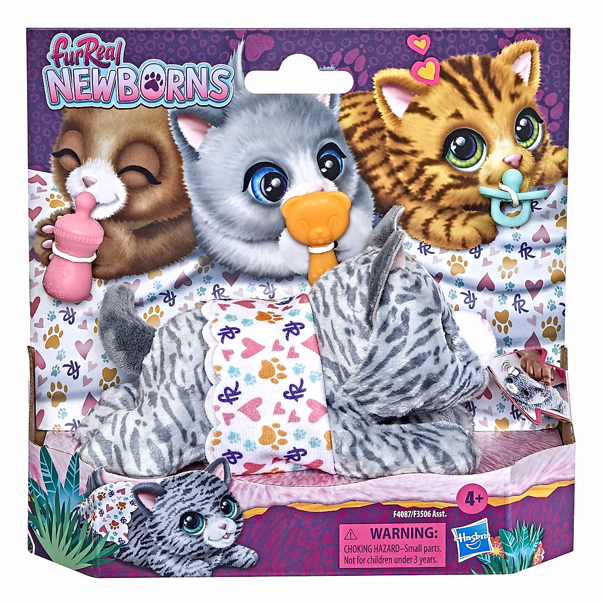 FurReal Newborns Kitty Interactive Animatronic Plush Toy: Electronic Pet with Sound Effects and Closing Eyes, for Kids Ages 4 and up