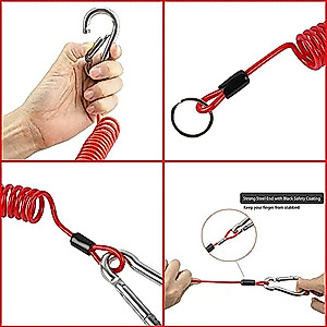 JSCARLIFE 4' Breakaway Trailer Cable, Trailer Brake Cable RV Stainless Steel Spring Towing Coiled Wire Safety Straps Ground Clip to Coiled Safety Cables Strap for RV Towing Trail（2Pcs）