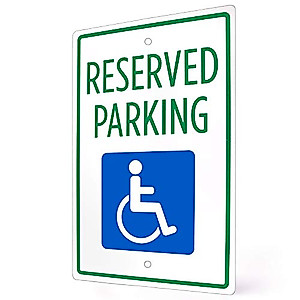 Handicap Parking Sign – 18" x 12" Aluminum Safety Warning Sign For Parking Lots, Private Driveways, & Businesses by Bolthead Industrial