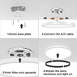 Roomratv Ceiling Light Fixture Flush Mount, Daylight White 15.8 inch Slim Flat Modern Surface Mount Ceiling Lighting LED Round Modern Ceiling Lamp 36W 5000K