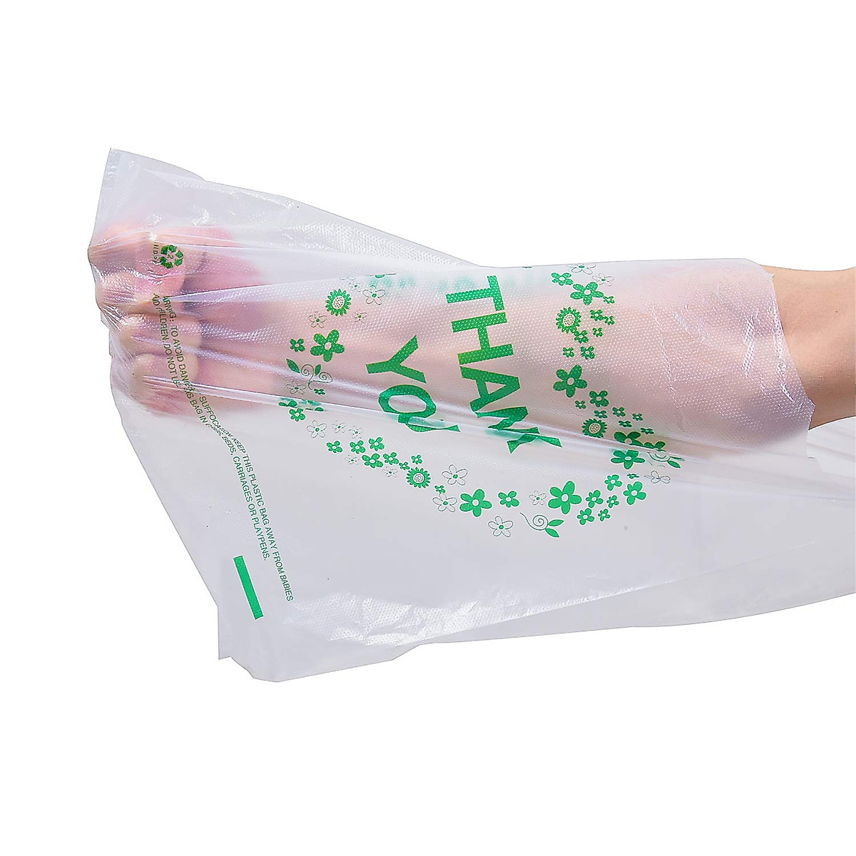 LazyMe Thank You T Shirt Bags White Plastic Grocery Bags with Handles,Standard Supermarket Size, 12 x 20 inch (50 pcs)