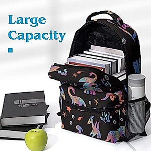 Dacawin Colorful Dinosaurs Backpack for Boys Girls Ocean Animals Kids Bookbag Underwater Letter Coral Starfish Toddler Back Pack for Kindergarten Preschool Elementary