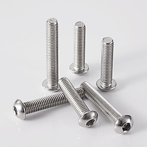 Cicidorai 1/4-20 x 1-1/4" Button Head Socket Cap Screws Bolts, 304 Stainless Steel 18-8, Allen Socket Drive, Bright Finish, Full Machine Threads, Quantity 50