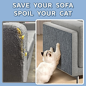 XUEPETT Cat Scratching Mat 78.7"x15.8", Self-Adhesive Cat Carpet Scratcher Replacement for Cat Tree Post Wall Shelves, Cat Scratch Furniture Protector for Couch, DIY Climbing Cat Scratcher
