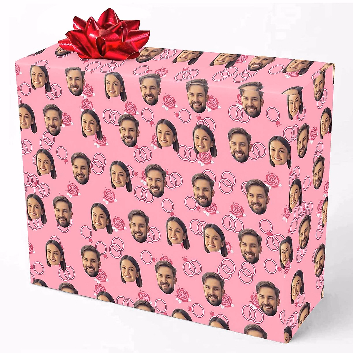M YESCUSTOM Personalized Anniversary Wrapping Paper with Picture Text Custom 1st50st60st70stGift Wrapping Paper for Couple Mon Dad Husband Wife BF GF(USAshipped)