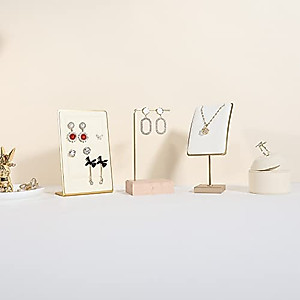 GemeShou brass earring display stands for selling, wooden ear ring holders for jewelry, single stud holder jewelry display【Brass earring stand Height-Beech】