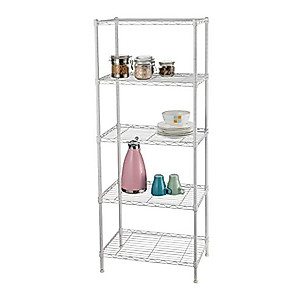 Multi-use Shelving Unit 5-Tier Space-Saving Metal Shelving Storage Rack Heavy Duty Metal Shelf Organizer for Home Office Kitchen Bathroom Garage Closet Dormitory 5 Tier Metal Shelf 21x13x55