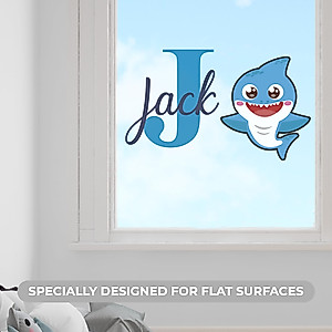 EGD Personalized Baby Shark Wall Decor I Name & Initial Wall Decals I Custom Name for Your Baby Room Decoration I Nursery Decor for Girls & Boys I Multiple Options for Customization
