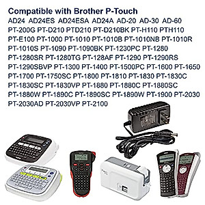 HQRP AC Adapter/Power Supply Compatible with Brother P-Touch PT-D200 PT-2730 PT-2730VP PT-7100 PT-1090BK PT-1230pc PT-1280 PT-1280SR PT-D200BT PT-D200VP AD-50000ES Labeling System AD-24 AD-24ES AD-20