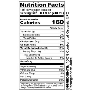 Pure Pomegranate Juice, 8.4 Ounce Bottle (Pack of 12), Cold Pressed Organic Juice, Non-GMO, No Sugar Added, Not from Concentrate, Gluten Free, Kosher Certified, Preservative Free