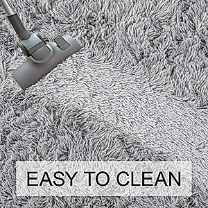 junovo Oval Fluffy Ultra Soft Area Rugs for Bedroom Plush Shaggy Carpet for Kids Room Bedside Nursery Mats, 2.6 x 5.3ft, Grey