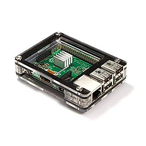 C4Labs Zebra Case Kit for Raspberry Pi 3B+, 3, 2, 2B and B+ Heat Sinks and Power Cord Included-Black Ice