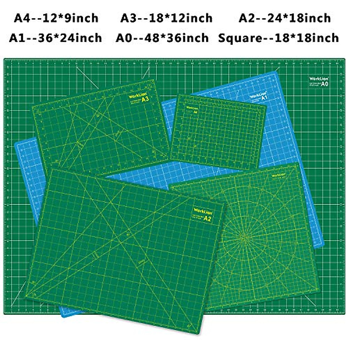 WORKLION Full 9" x 12" Art Self Healing PVC Cutting Mat, Double Sided, Gridded Rotary Cutting Board for Craft, Fabric, Quilting, Sewing, Scrapbooking Project…