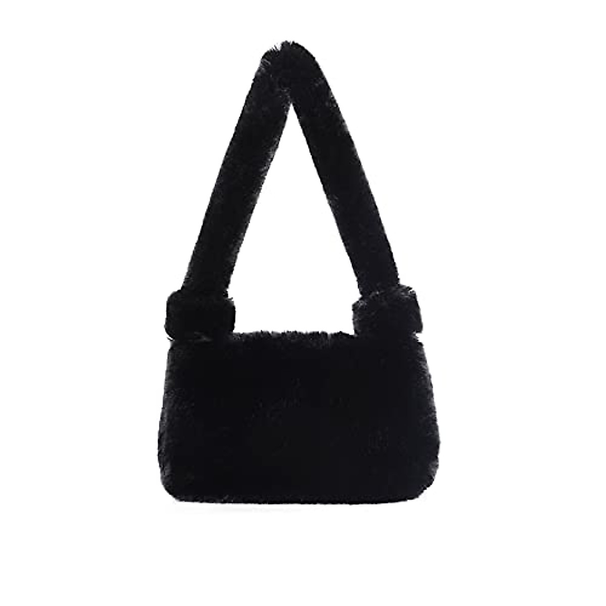 TANOSII Fuzzy Underarm Bag Faux Fur Shoulder Bag Furry Top-handle Bag Fluffy Handbag for Women Black