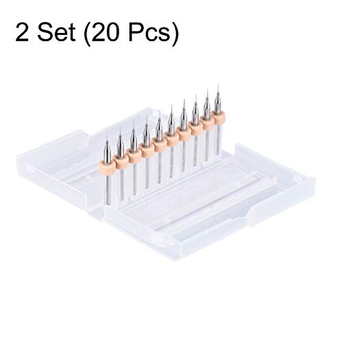 uxcell PCB Drill Bits 0.2mm Tungsten Carbide Rotary Tool Jewelry CNC Engraving Print Circuit Board Micro Drill Bits 1/8 Inch Shank 2 Set (20 Pcs)