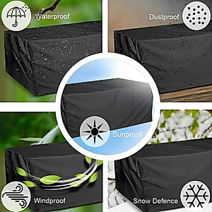 AZKDCL Patio Table Covers for Outdoor Furniture 75L x 55W x 31H inches Waterproof Weatherproof Rectangular Cover 600D Heavy Duty Furniture Covers Tear Resistant Outdoor Table Cover