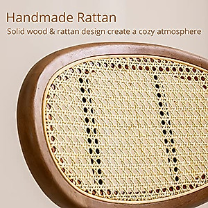 Indoor/Outdoor Faux Leather Bar Stools Set of 4,Rattan and Wood Backrest with Metal Legs，Modern Upholstered Square seat Chair Counter Height Barstools for Bistro Home Office Restaurants,24",Red Brown