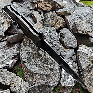 DOOM BLADE EDC Spring Assist Folding Pocket knife,Glass Breaker, Cool Knives for Outdoor Camping - Military Style - Tactical Knife with Liner Lock