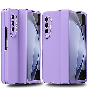INGIDO Designed for Samsung Galaxy Z Fold 5 Case with Hinge Protection, Ultra-Thin Hard PC Fold 5 Case with Front Screen Protector All-Inclusive Case for Galaxy Z Fold 5 (2023), Purple