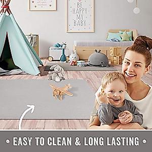 Leather Splat Mat - Waterproof Baby High Chair Floor Mat | High Chair Mat | Splat Mat for Under High Chair | Baby Food Mat | Splash and Spill Mat | Under Highchair Mat (Grey, Square)