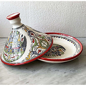 ARTKISH Large Ceramic Tajin Pot for Cooking and Serving Ideal Housewarming Gift - Artisan Moroccan Clay Tagine Pot Slow Cooker, Hand Painted Pottery Cookware. (30cm = 12 inch)