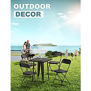 Nazhura Foldable Folding Chairs Plastic Outdoor/Indoor 650LB Weight Limit (Black, 8 Pack)