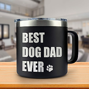 Hyturtle Best Dog Dad Ever Coffee Black Mug/Tumbler 14oz Gift For Dad, Gifts For Dad From Daughter, Son, Kids - Fathers Day - Birthday Gift Idea For Dog Lovers - Christmas Gifts For Father, Men