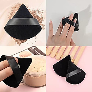 Spa Headband for Women, Makeup Headbands with Triangle Powder Puff, Sponge and Terry Towel Cloth Fabric Hair Band and Versed Headband for Face Washing, Makeup Removal, Shower, Skincare (Black)