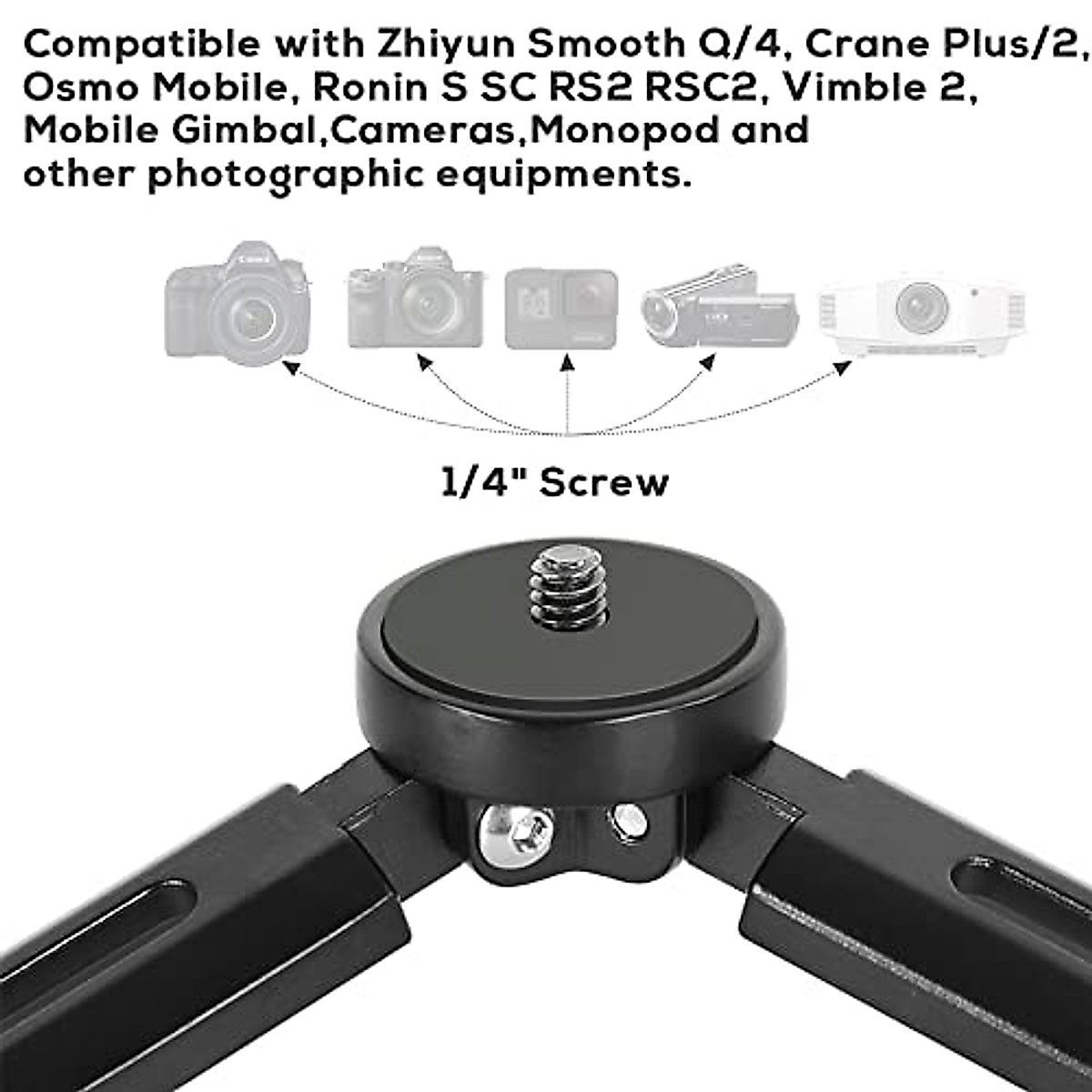 EaxanPic Aluminum Mini Tripod, Desktop Tabletop Stand Tripod for Zhiyun Smooth Q/4, Crane Plus/2,Weebill s, Ronin S/SC/RS2/RSC2, Osmo Mobile,Gimbal Handle Grip Stabilizer Tripod
