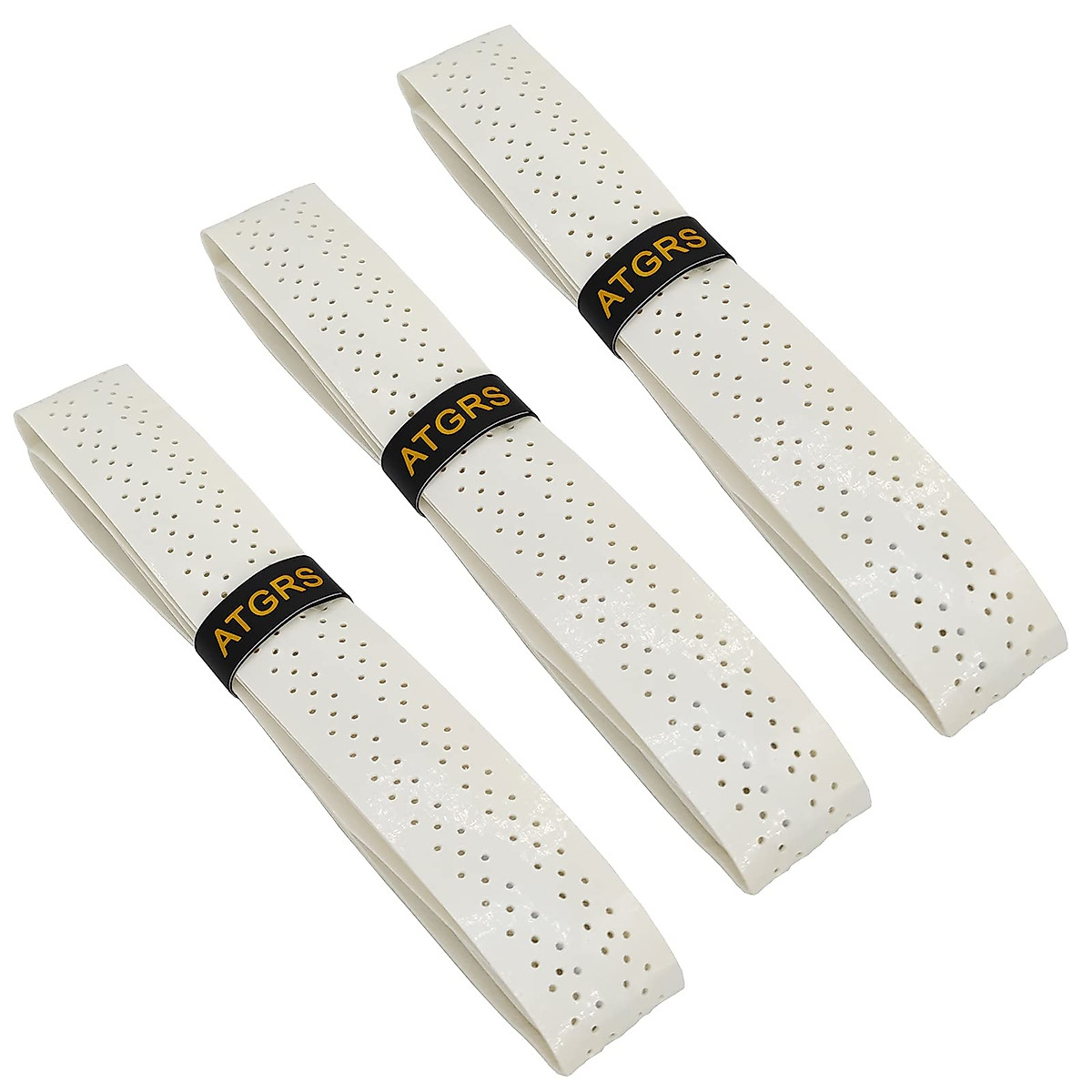 ATGRS Tennis Grip Tacky Tennis Racket Grip Tape Absorbent Anti-Slip Tennis Overgrip for Tennis Badminton Pickleball Racquet Handle Grip with Damping Ridges Overgrips (White)