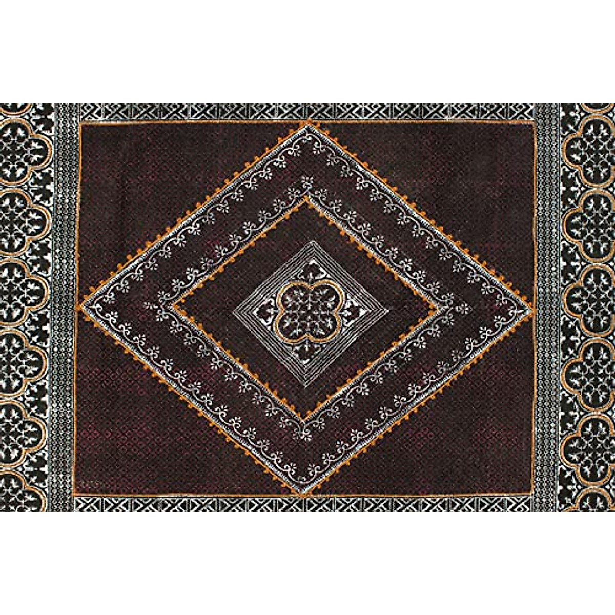 Casavani Hand Block Printed Cotton Carpet Geometric Brown Area Dhurrie Best Uses For Home/Office 5x8 Feet Rugs for Bedroom,Living Room,Kids Room,Hallway Enterway,Kitchen 8x11 Feet