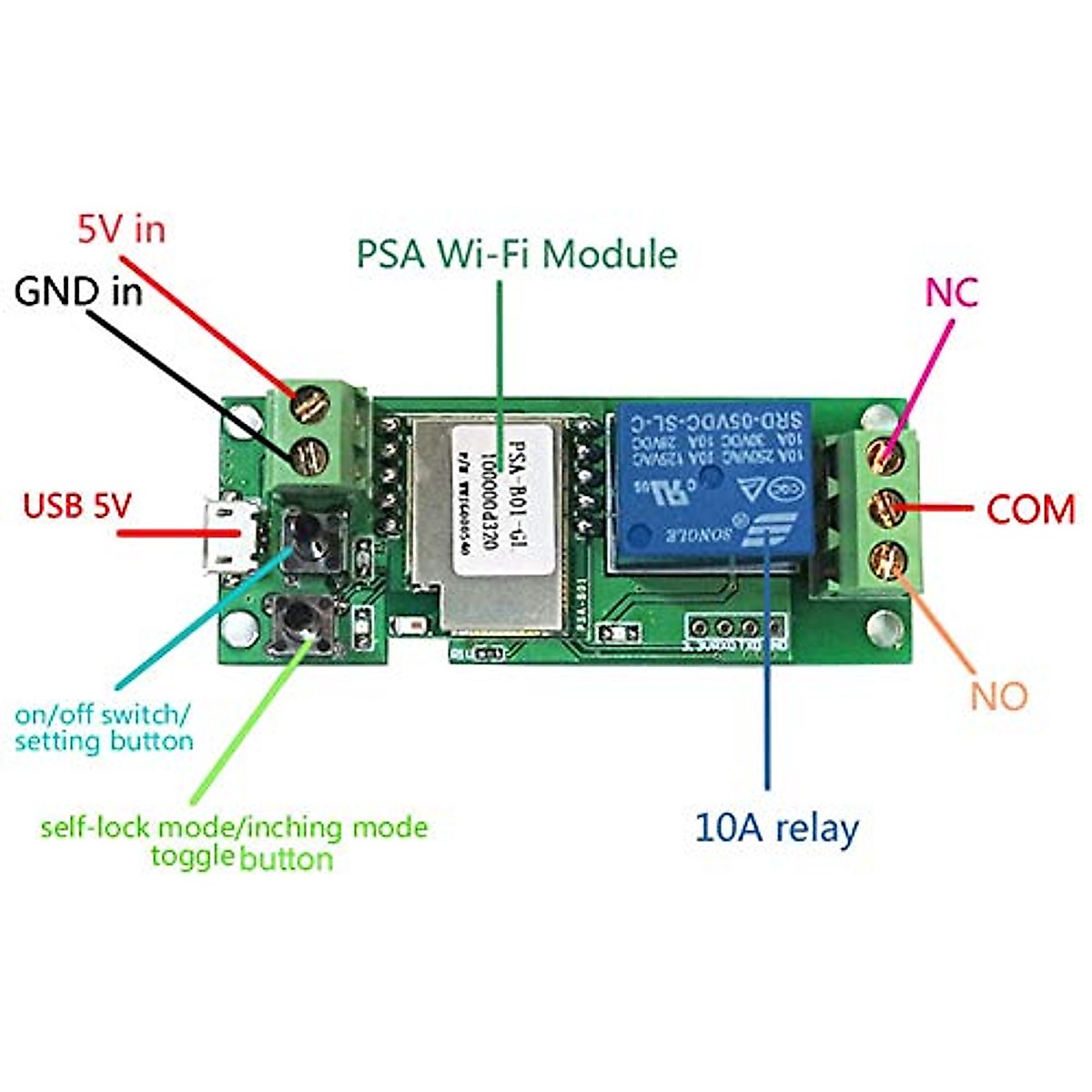 Onyehn SONOFF USB 5V DIY 1 Channel Jog Inching Self-Locking WiFi Wireless Smart Home Switch APP Remote Control Module for iOS/Android