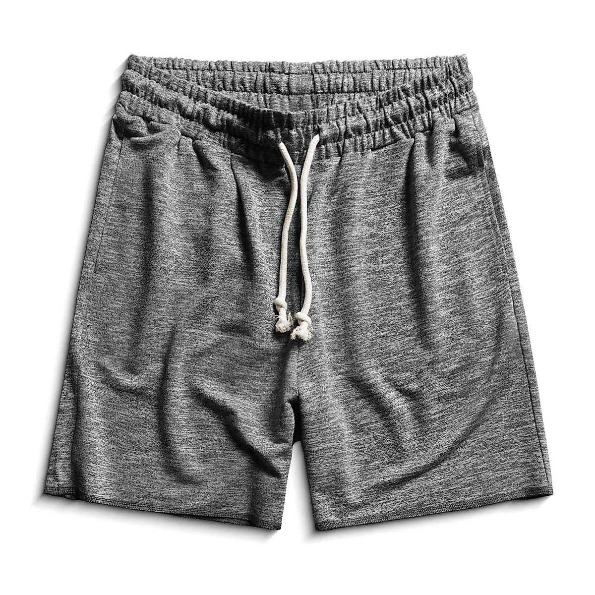 Zengjo Sweat Shorts Men 6 Inch Drawstring with Pockets(Marled Black,M)