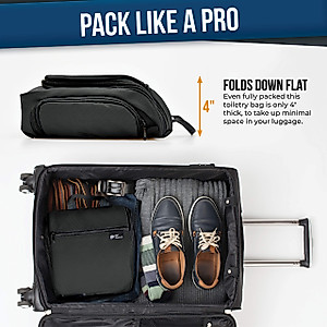 D&D Hanging Travel Toiletry Bag for Men and Women – Cosmetics, Makeup and Toiletries Organizer Kit with 10 Compartments, YKK Zippers, XXL Metal Swivel Hook, Water-Resistant Nylon