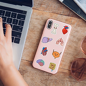 Cute Cartoon Organs Stickers, 65PCS Medical Body Organ Anatomy Stickers Pack for Kids, Teens, Waterproof Vinyl Stickers Bulk for Water Bottle, Laptop