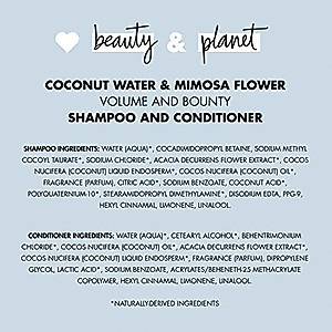 Love Beauty And Planet Coconut Water & Mimosa Flower Volume and Bounty Thickening Shampoo and Conditioner for Fine Hair, Paraben Free, Silicone Free, and Vegan, 2 count - 13.5 oz each