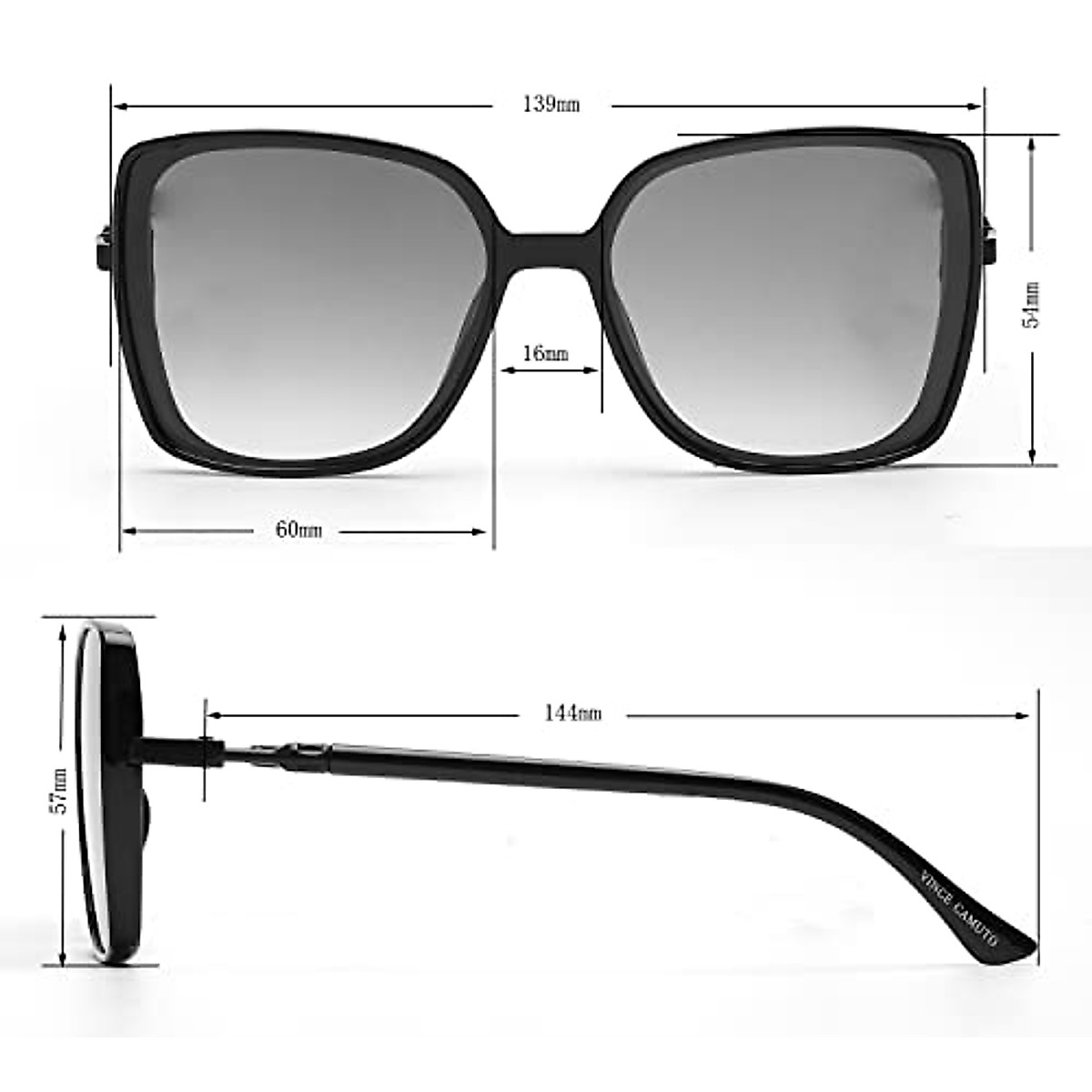 Vince Camuto womens Vc963 Glamorous UV Protective Square Sunglasses Wear Year Round Luxe Gifts for Women 59 mm, Black, mm US