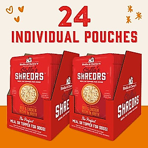 Stella & Chewy's Stella’s Shredrs Grass Fed & Cage Free Beef & Chicken Recipe in Broth, 2.8 oz. Pouches (Pack of 24)