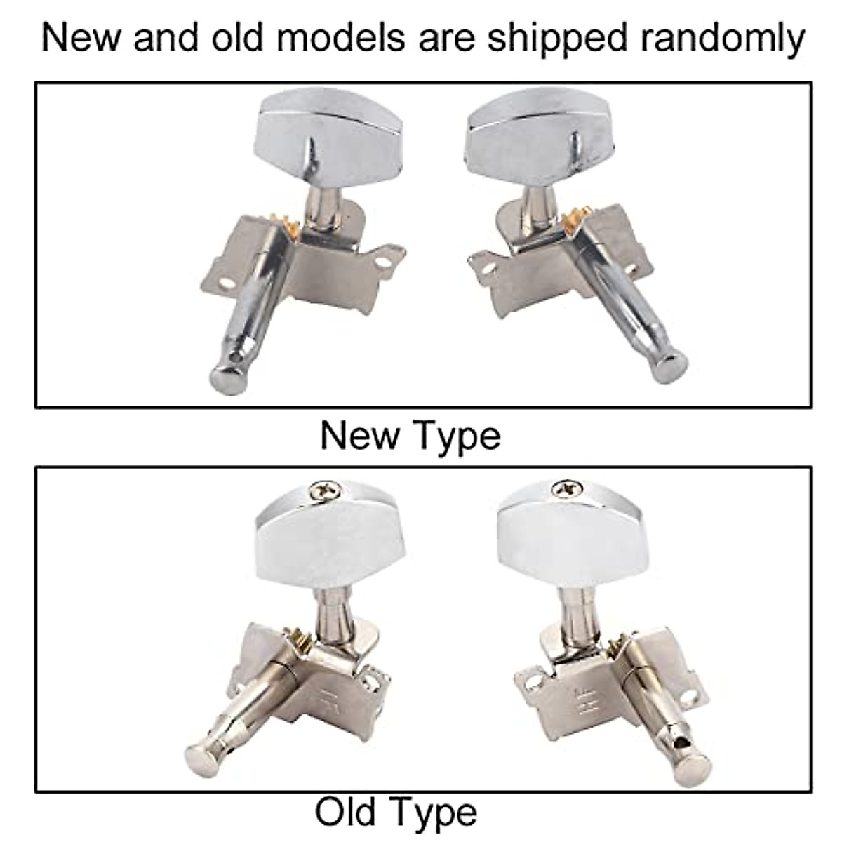 Ukulele Tuning Pegs, 2L2R Classical Style Ukulele Tuning Pegs Machine Heads for Ukulele DIY Parts (Silver)