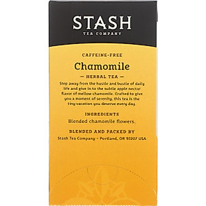 Stash Chamomile Herbal Tea, Caffeine Free, 20 Tea Bags Per Box