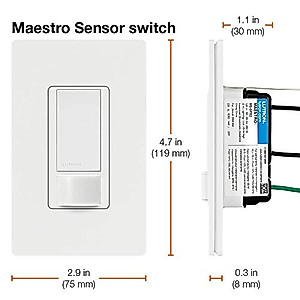 Lutron Maestro Motion Sensor Switch | 5A, Single-Pole or Multi-Location | MS-OPS5M-WH, White