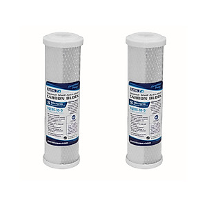 PureT HQCBC-10-5, 10x2.5" Coconut Carbon Block Filter - NSF Certified - Cononut Shell Activated Carbon removes Chlorine, Dirt and More (5 u Micron Rated) (2 Pack)