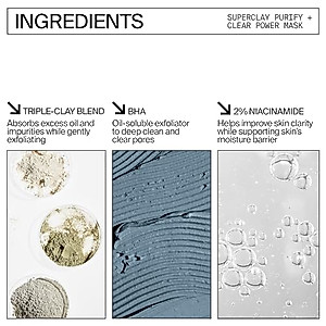 Youth To The People Superclay Purify + Clear Power Mask, Full Size (2 fl oz), Pore Clearing Clay Mask, Absorbs Excess Oil, Exfoliating Salicylic Acid, 2% Niacinamide, Kombucha Black Tea, Vegan