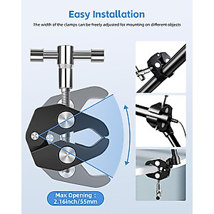 UTEBIT Adjustable Magic Arm with Super Clamp,9 inch with 1/4" and 3/8" Thread,Articulating Arm Clamp Friction Power Arm Crab Screw Kit for LCD Monitor, LED Light, Flash Light, Camera Rig