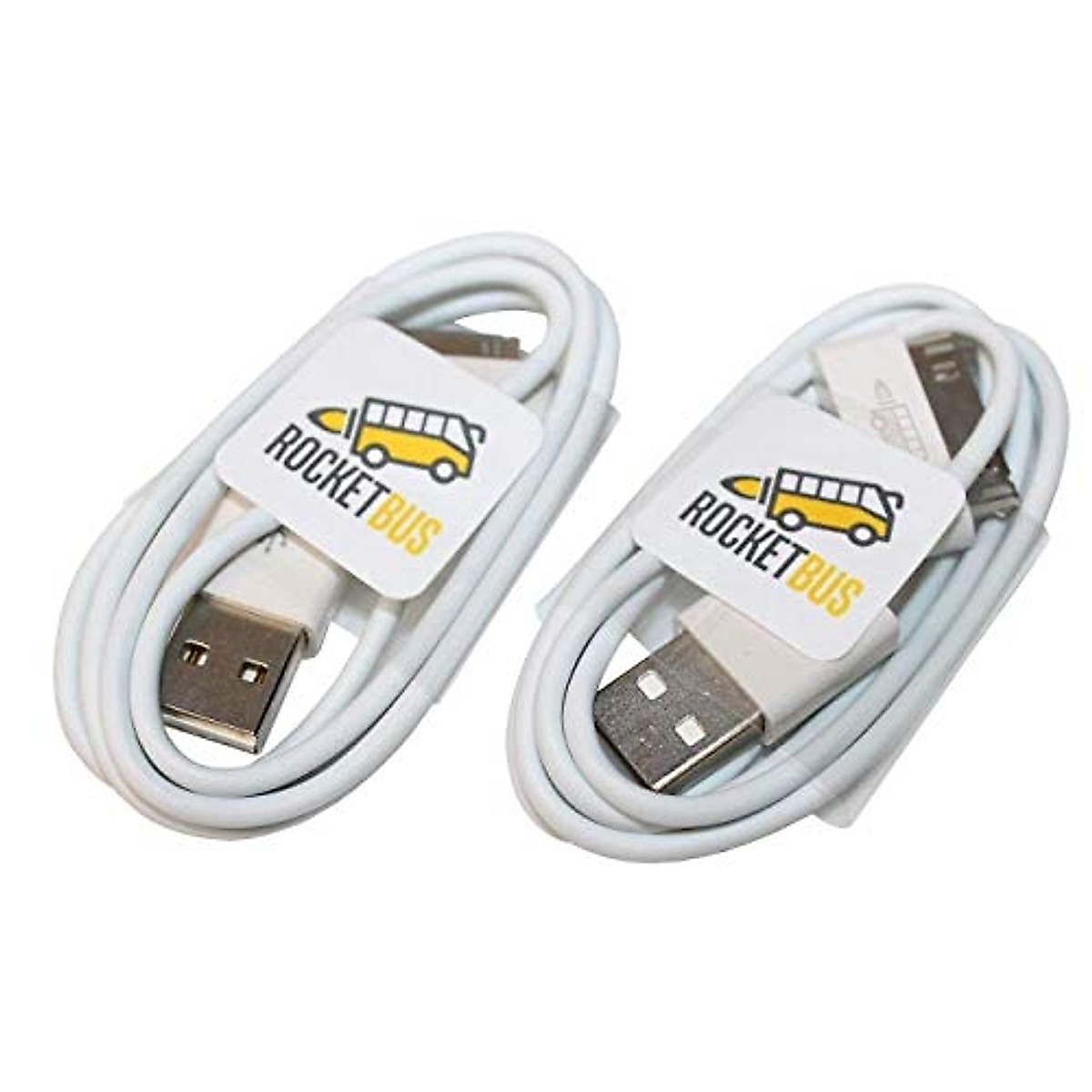 2-Pack RocketBus USB Sync Charging Charger Data Transfer Cable Cord for Use to Work with Charge Old Models Apple iPhone 3 3G 3GS 4 4S iPod 4G 4th Gen Older iPad 1st 2nd 3rd Generations
