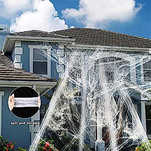 1400 sqft Spider Webs Halloween Decorations, Super Stretch Spider Web Cobwebs Haunted House Yard Creepy Scene Props Indoor Outdoor Decor and Halloween Party Supplies (200g/7.05 oz)