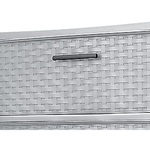 4 Drawer Wide Weave Storage Tower with Driftwood Handles,Organizer Storage Tower for Closet, Bedroom, Entryway, White (Cement)