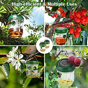 KENW Wasp Trap, 2 Pack Wasp Traps Outdoor Hanging, Solar-Powered Yellow Jacket Trap, Bee Traps for Outside, Hornet Trap, Wasp Killer, Effective Hornet Traps Outdoor Hanging, Bee Catchers for Outside